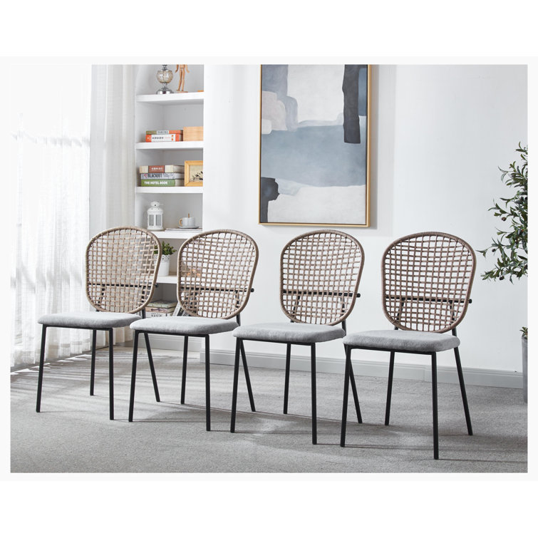 Bay Isle Home Sharo Fabric Upholstered Metal Side Chair | Wayfair